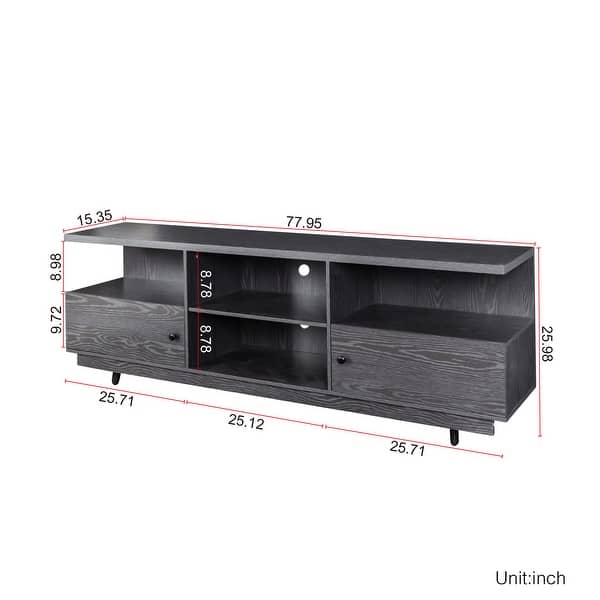 TV Stand Modern Wood Media Entertainment Center Console Table with 2 ...