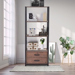 Home Office 4 Tier Bookshelf,Standing Shelf Unit Storage Organizer with ...