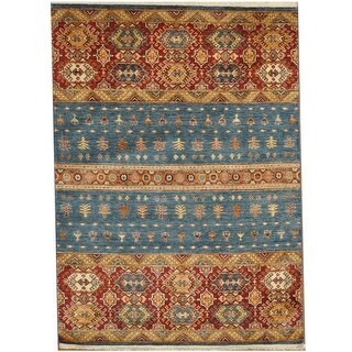 HERAT ORIENTAL Handmade Khorjeen Kazak Wool Rug - 5' x 6'10 - Bed Bath ...