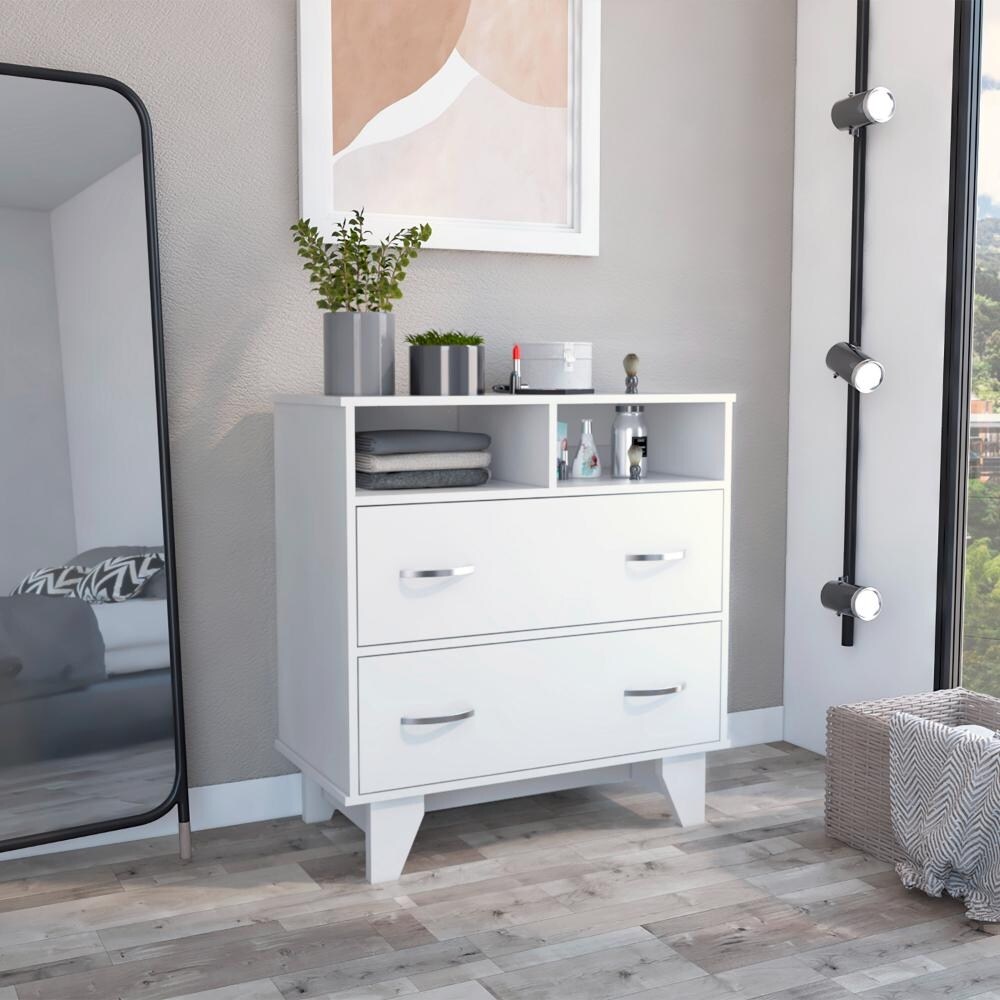 White dresser with open shelves store