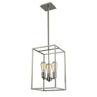 3-Light Open Framed Ceiling Chandelier - 16" - Brushed Nickel - Bed ...