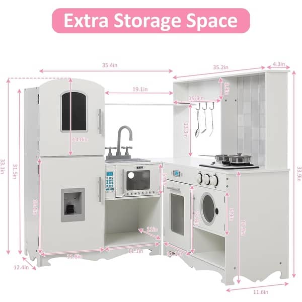 Wooden Corner Play Kitchen Set,Pretend Cooking Toys for Kids - Bed Bath ...