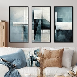 Designart "Cubism Grey Monochromatic Abstraction I" Cubism Framed Art ...