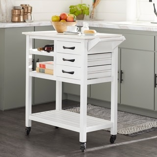 White Wood Contemporary Kitchen Cart 36 x 36 x 18 - Bed Bath & Beyond ...