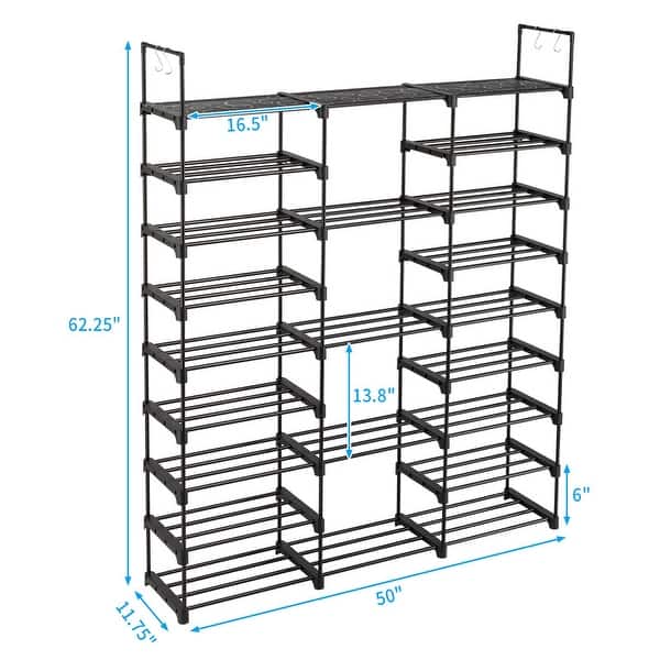 9-Tier Shoe Rack-Tiered Storage for Sneakers, Heels, Flats, Accessories ...