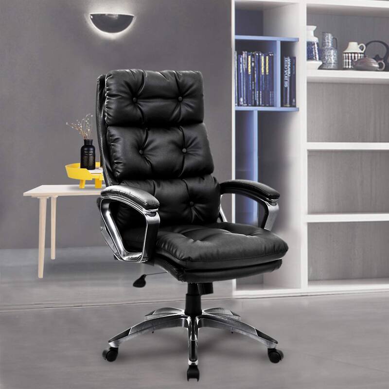 Adjustable Tufted Swivel Executive Office Chair Triple Back Button ...
