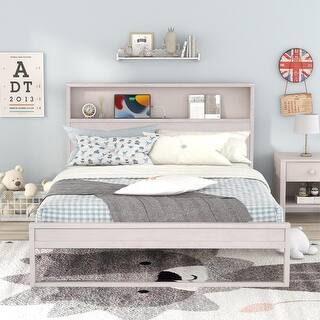 Platform Bed with Storage Headboard,Sockets and USB Ports - Bed Bath ...