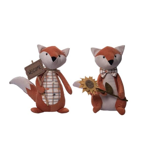 Plush Harvest Fall Fox Sitter Decorative Animal Figurines - Multicolor ...