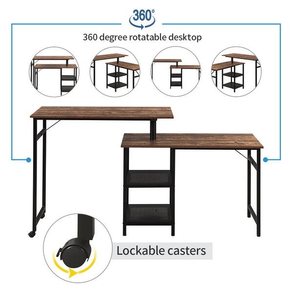 Industrial L Shaped 360 Degree Rotating Standing Corner Computer Desk ...
