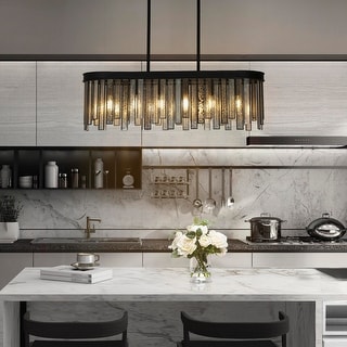 Tifany Modern 6-Light Colored Glass Chandelier Pendant Island Lights ...