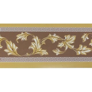 Mustard Yellow Green Damask, Scrolls Peel and Stick Wallpaper Border 33 ...