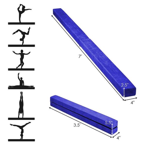 7' Sectional Gymnastics Floor Balance Beam-Blue - 82.5" x 4" x 2.5" (L ...