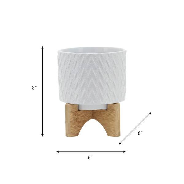 Sagebrook Home White Neutral Ceramic Planter Pot with Stand Indoor ...