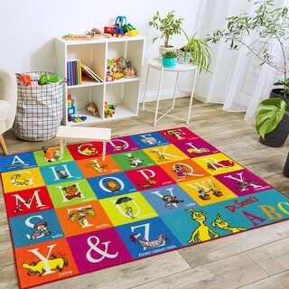 Licensed Dr Seuss ABC Character Youth Digital Print Area Rug - 4' 6" x ...