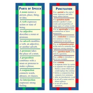 Parts of Speech & Punctuation Smart Bookmarks, 36 Per Pack, 6 Packs ...
