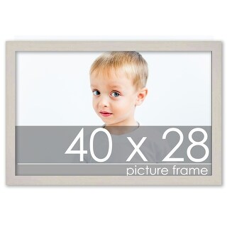 40x28 Traditional White Washed Wood Picture Frame - UV Acrylic, Foam ...