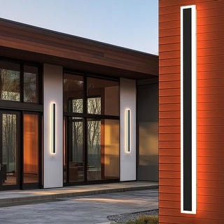 YANSUN Outdoor Wall Light, Rectangular Shape, 3000K LED, Satin Black ...