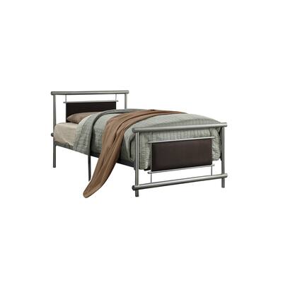 Metal Frame Twin Size Platform Bed with Fabric Padding, Silver and ...