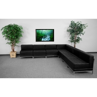 7 Piece LeatherSoft Modular Sectional Configuration - Stainless Steel ...