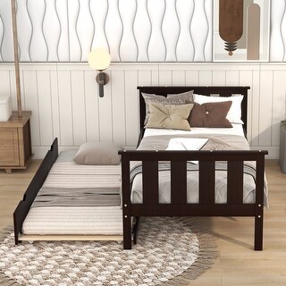 Wood Platform Bed with Pull Out Trundle - Bed Bath & Beyond - 37284810