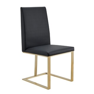 Cid Anki 19 Inch Dining Chair, Dark Gray Faux Leather, Brass Steel ...