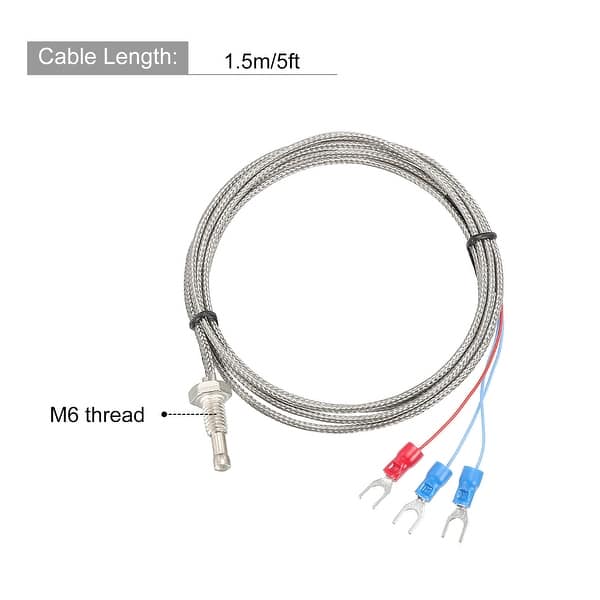 K Type Temperature Sensor M6 Thermocouple 5ft -50 to 200°C(-58 to 392°F ...