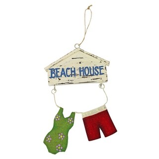Beachcombers Beach House Swimsuit and Trunks Christmas Ornament Wood ...