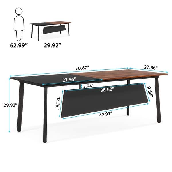 70 inches Large Executive Desk, Wood Computer Desk for Home Office ...