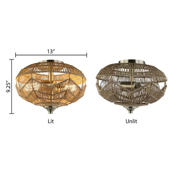 Cassian River of Goods Brushed Gold Ceiling Light with Rope Shade ...