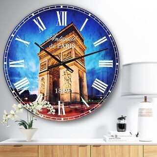 Designart 'Arch of Triumph in Paris' Landscape Photo Large Wall CLock ...