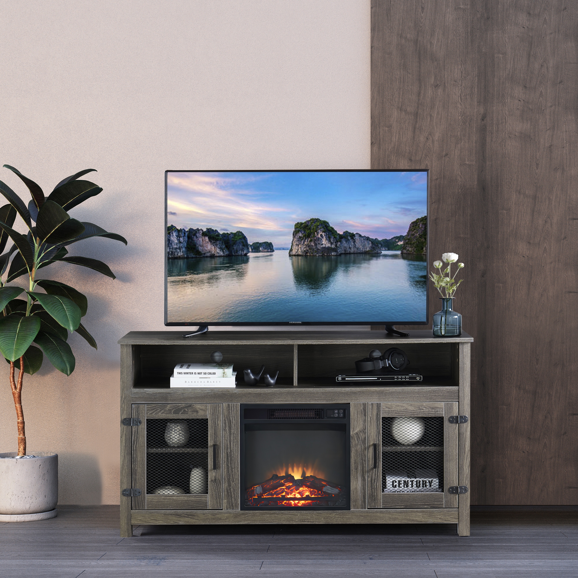 Kohn tv stand for tvs up to 65 with electric fireplace store