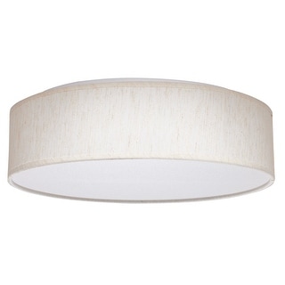 15 inch CCT Selectable Fabric Drum LED Decor Flush Mount Fixture Beige ...
