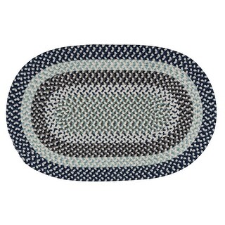 Blue Off White Border Hcrafted Reversible Oval Door Mat 18" x 30" - Bed ...