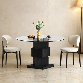 51" Round Tempered Glass Dining Table - Bed Bath & Beyond - 42951179