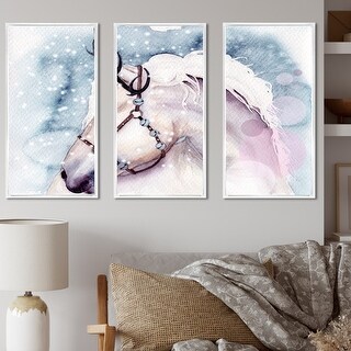 Designart "A White Horse With A Snowwhite Mane With Bells" Traditional ...