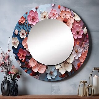 Designart "Apple Blossom Harmony I" Apple Blossom Living Room Mirror ...