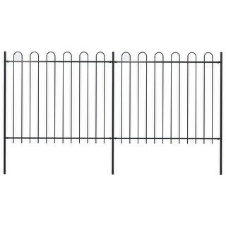 vidaXL Garden Fence with Hoop Top Steel 11.2ft Black - Bed Bath ...