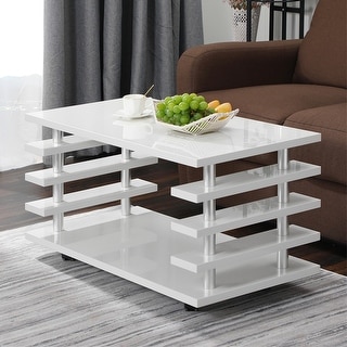 Coffee Table, Moveable LED End Table Office Desk with Remote Control ...