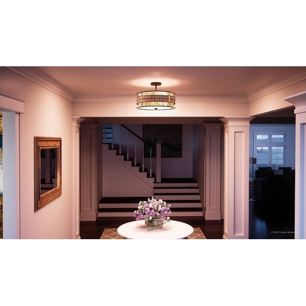 Luxury Art Deco Semi-Flush Ceiling Light, 12"H x 16"W, with Moroccan ...
