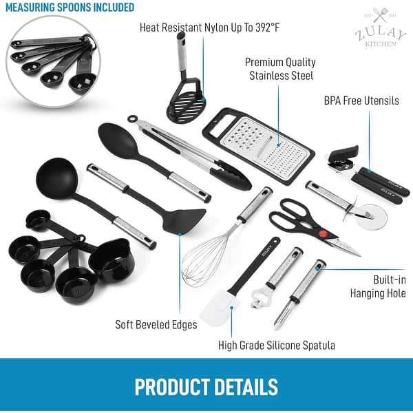 Zulay Kitchen 23 Piece Nylon Kitchen Utensils Set - On Sale - Bed Bath ...