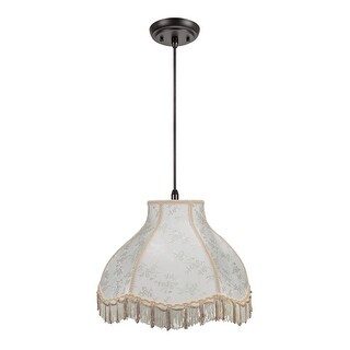 Aspen Creative 1-Light Fabric Lamp Shade Hanging Pendant, Beige - OIL RUBBED BRONZE - OIL RUBBED ...
