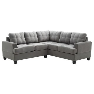 Microfiber Blend Sectional Sofa with Pocket Coil Springs and Tufted ...