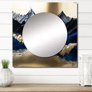 Designart "Golden Mountains And River" Mountains River Wall Mirror ...