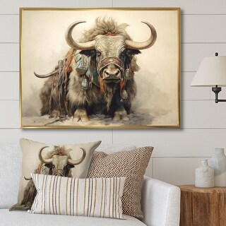 Designart "Wild Yak IV" Yaks Framed Canvas Wall Art - Bed Bath & Beyond ...