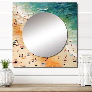 Designart "Beach Umbrella Aerial View VI" Coastal Beach Sand Wall ...