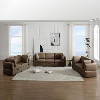 3pc Brown Sectional Sofa Set with Storage - Bed Bath & Beyond - 40484516