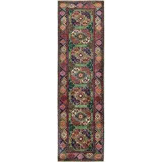 Shahbanu Rugs Green Afghan Ersari With Elephant Feet Design Organic ...