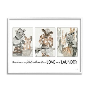 Stupell Love & Laundry Cows Framed Giclee Art Design by Cindy Jacobs ...