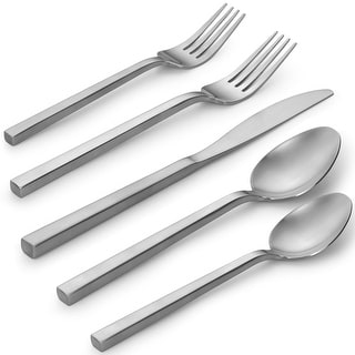 Cube 20-Piece Forged Silverware Set Stainless Steel Flatware Set ...