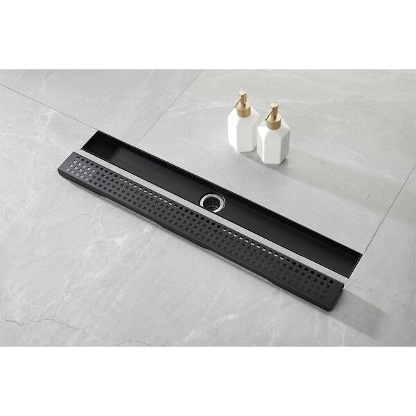 28 Inch Stainless Shower Drain with Hair Strainer and Leveling Feet ...